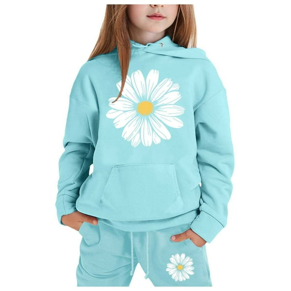 Byoo Toddler Girls Outfits Fleece Flower Print Hoodies Sweatshirt ...
