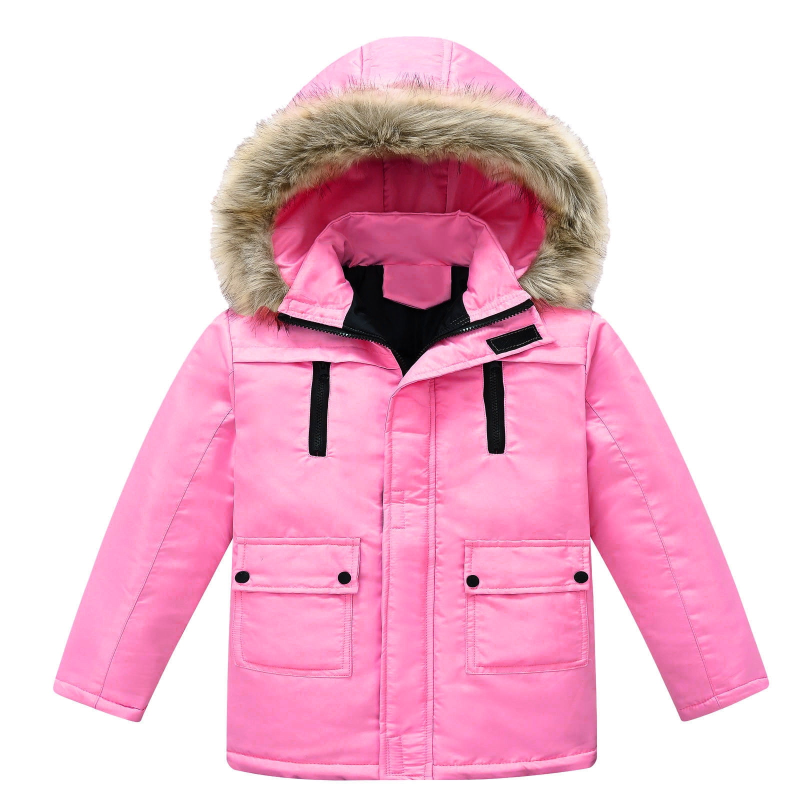 Byoo Toddler Girls Parka Coat Solid Zip Up Pocket Hooded Down Jacket ...