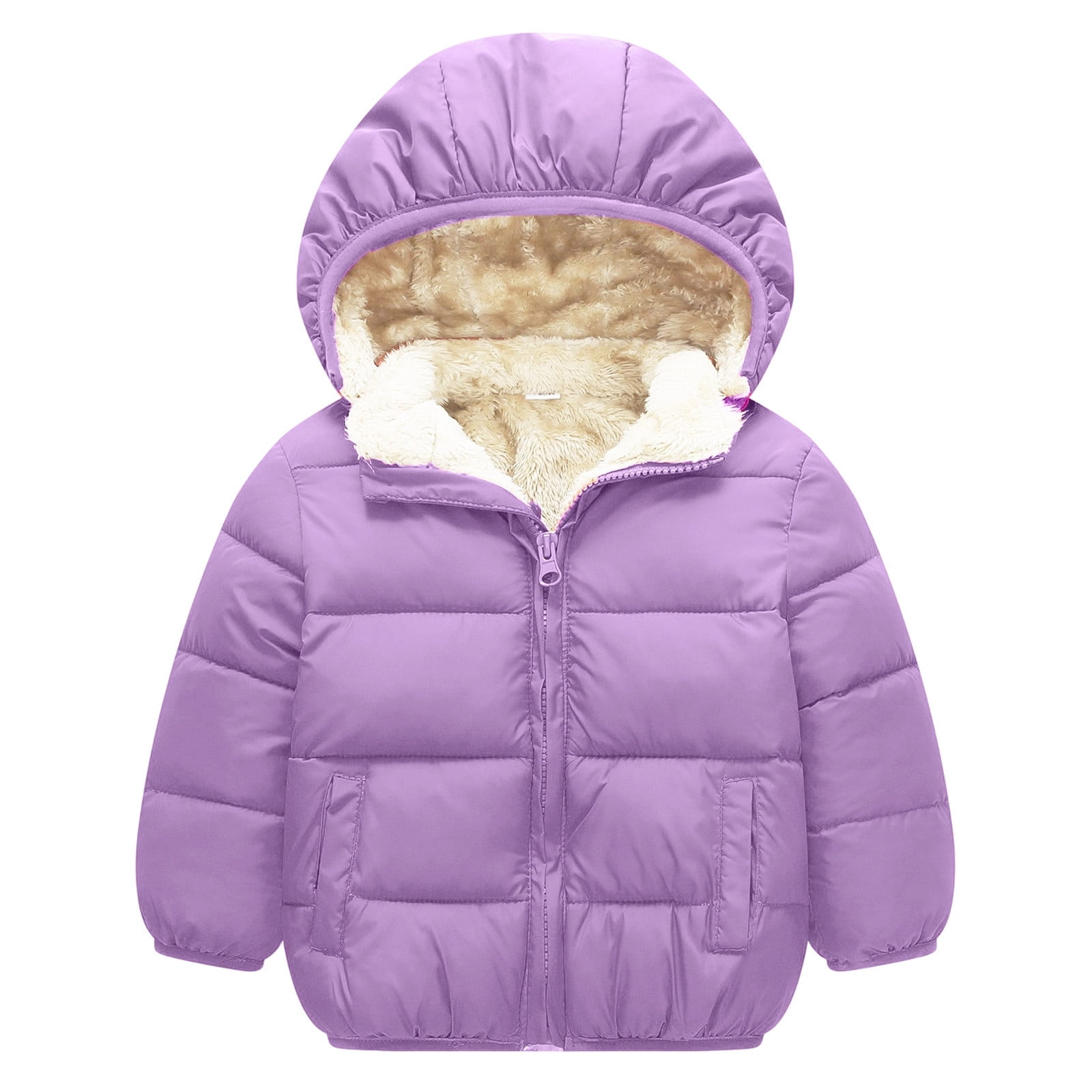 Byoo Toddler Girls Down Jacket Lined Solid Color Padded Hooded Zip Up ...