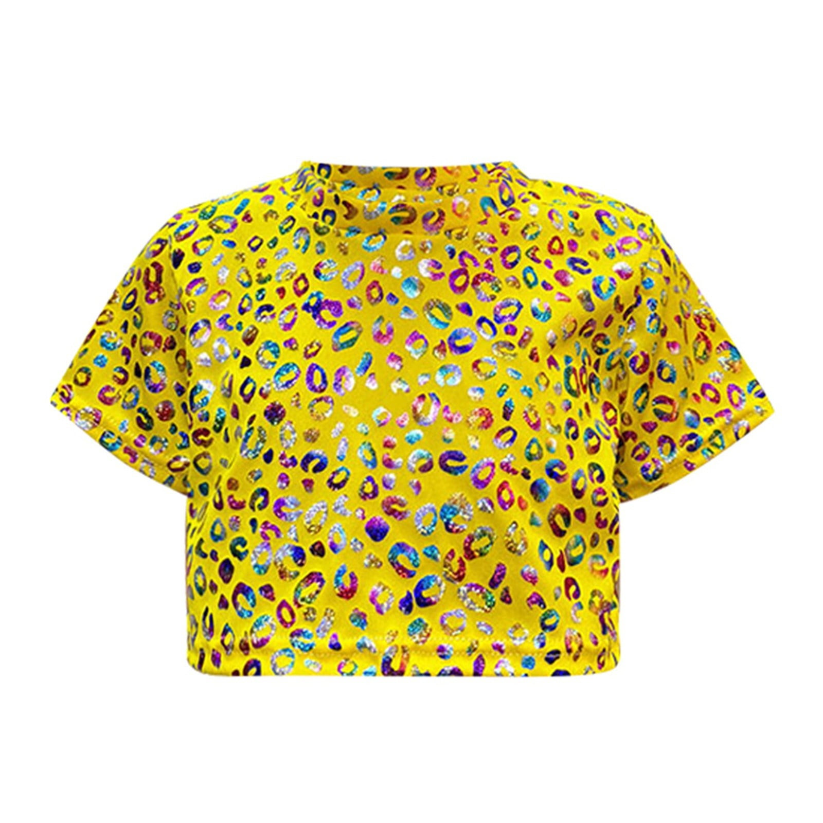 Byoo Toddler Girls Sequin Glitter Crop Top Short Sleeve Crew Neck T ...