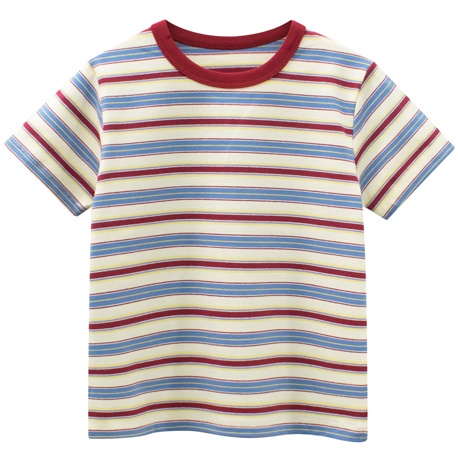 Byoo Toddler Girls Striped Graphic Tshirt Basic Short Sleeve Crew Neck ...