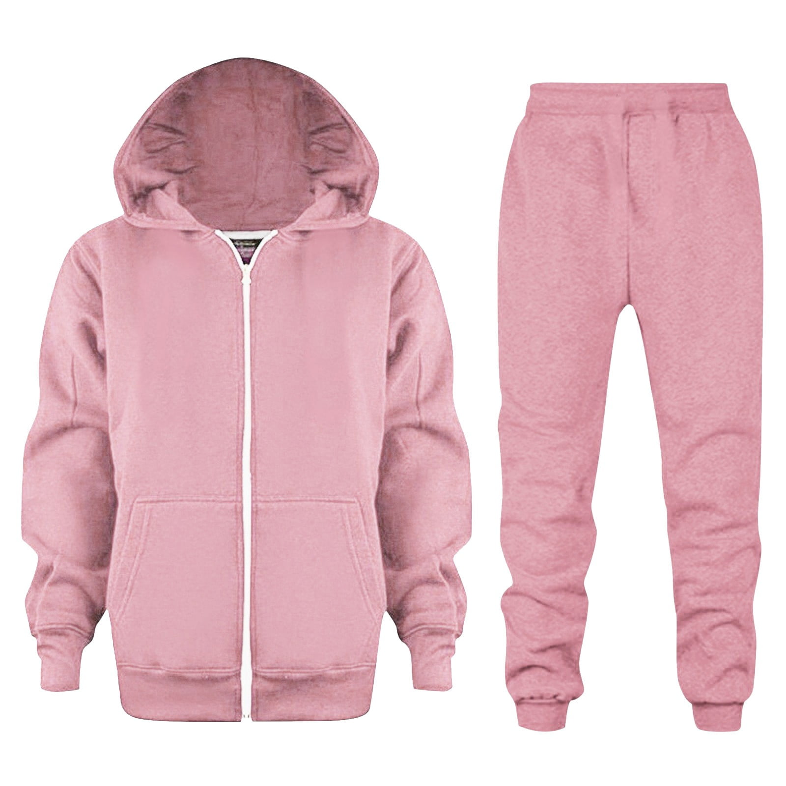 Byoo Toddler Girls Sweatsuit Set Solid Color Full Zip Hoodie Sweatshirt ...