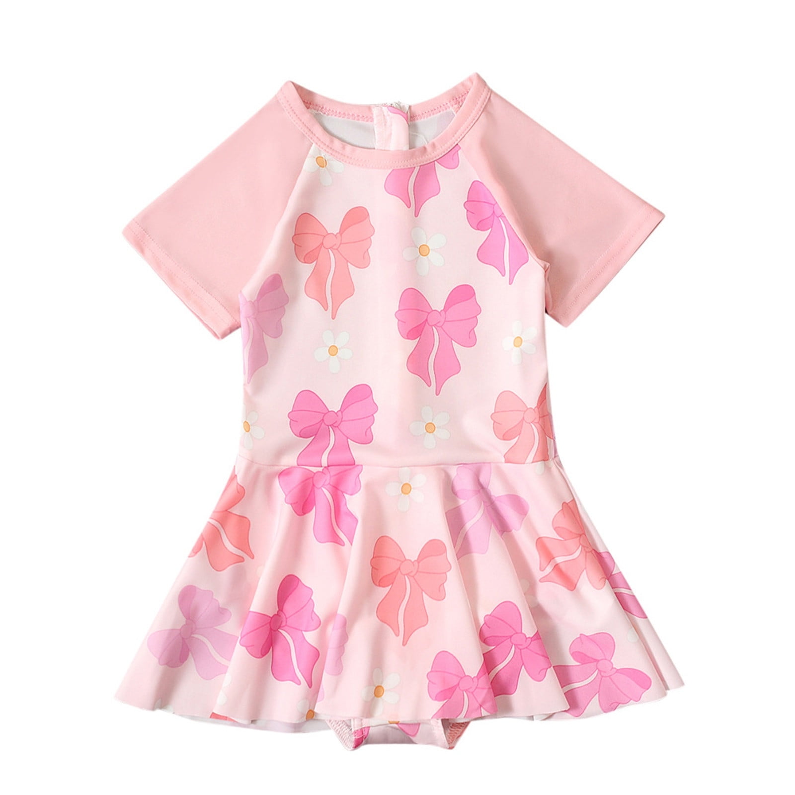 Byoo Toddler Girls Swimsuit UPF 50 Short Sleeve Floral Bow Print ...