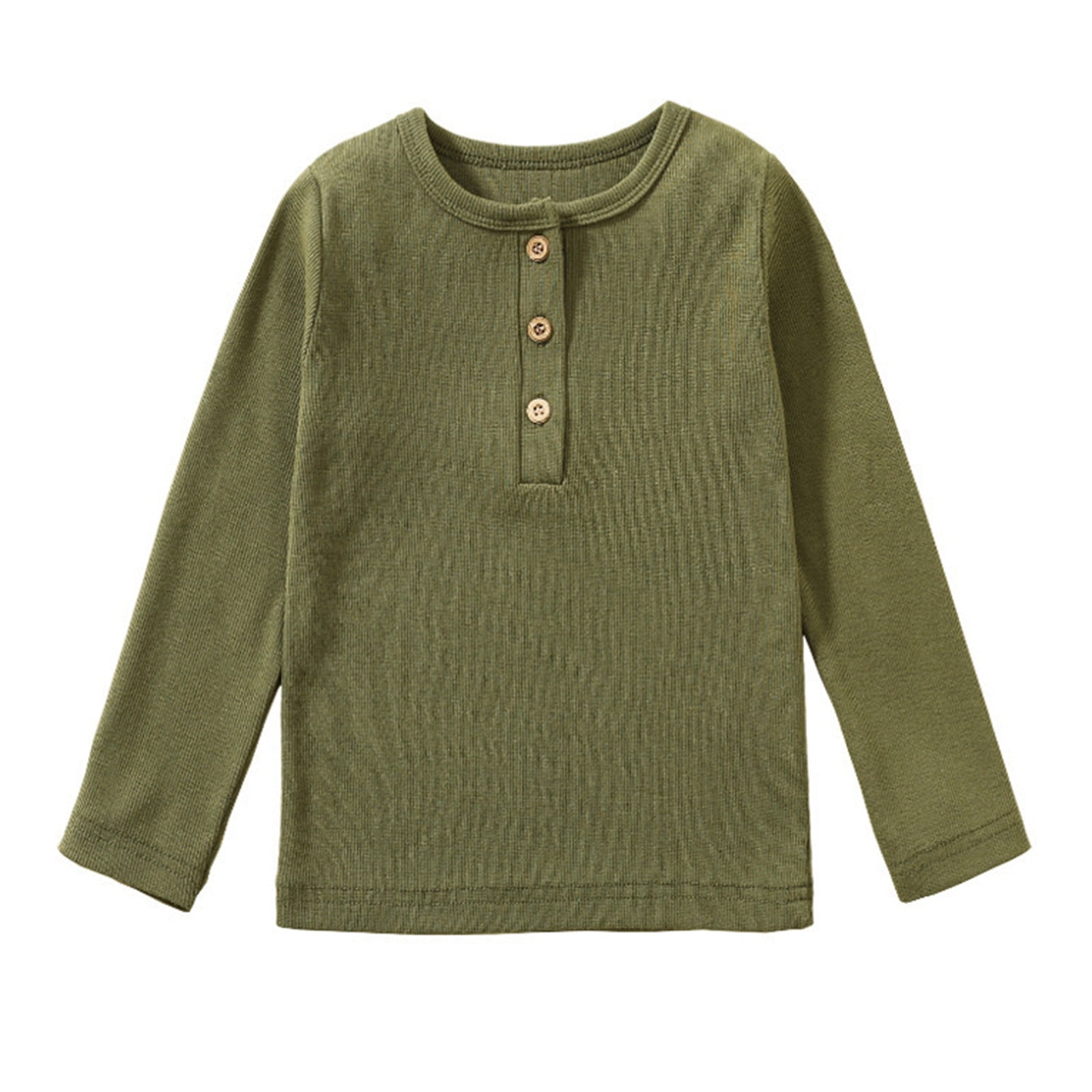 Byoo Toddler Girls T Shirt Solid Color Full Sleeve Buttons Pullover Top ...