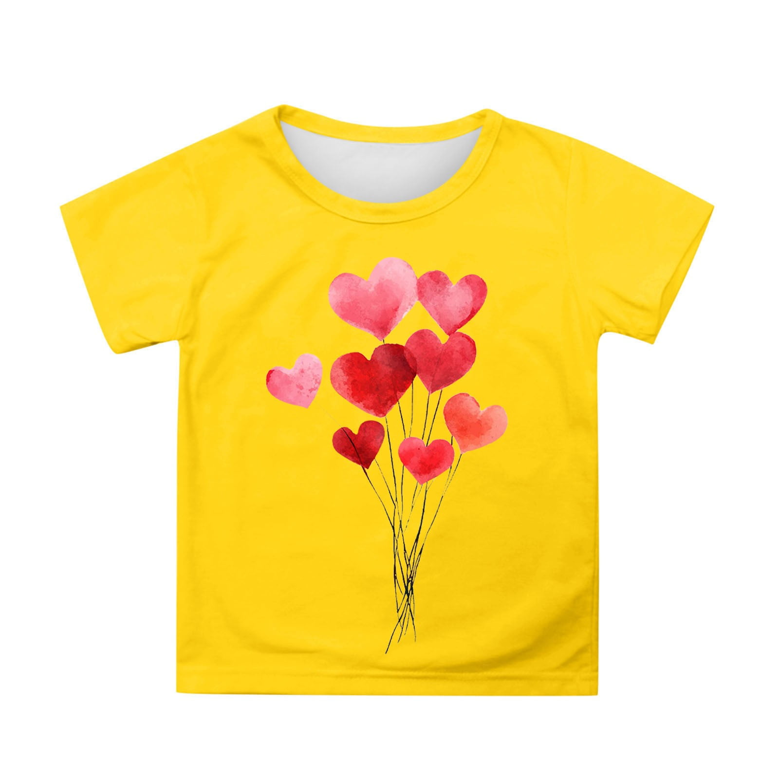 Byoo Toddler Girls Tee Shirt Valentine Day Cute Short-Sleeved Heart ...