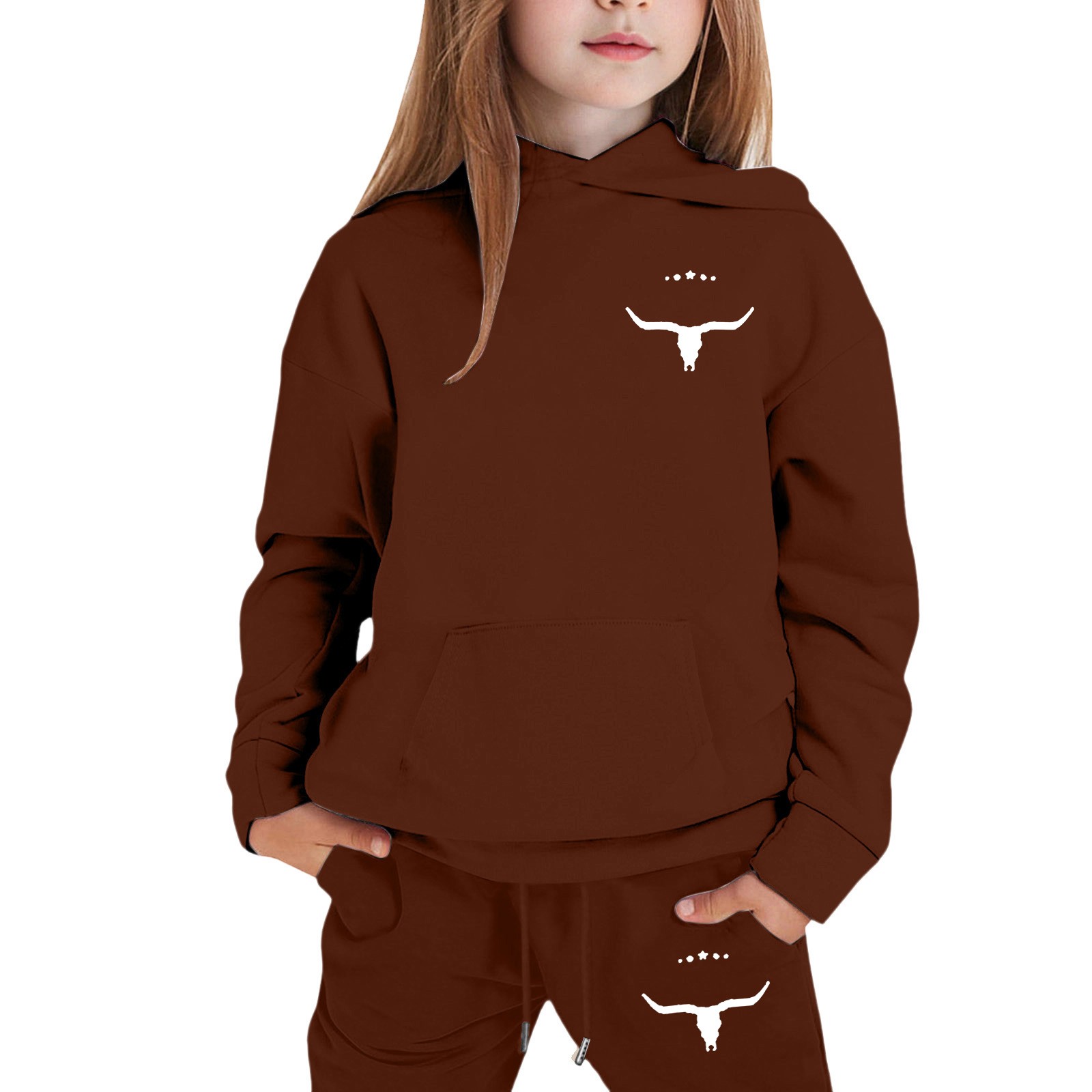 Byoo Toddler Girls Tracksuit Outfit Fleece Solid Color Hoodie ...