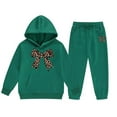 Byoo Toddler Girls Tracksuit Set Leopard Bow Printed Kangaroo Pocket ...