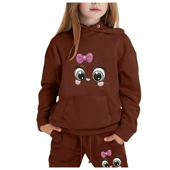 Byoo Tracksuit for Toddler Girls Cartoon Cat Printed Pullover Hoodie ...