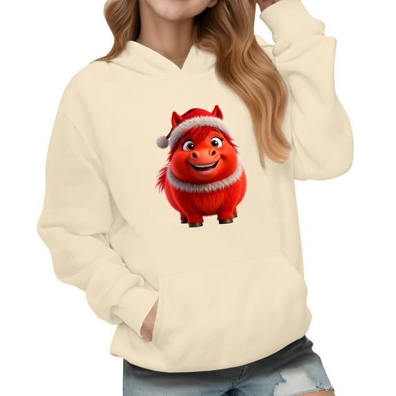 Byoo Tween Girl Christmas Hoodie Cartoon Animal Graphic Pocket Loose ...