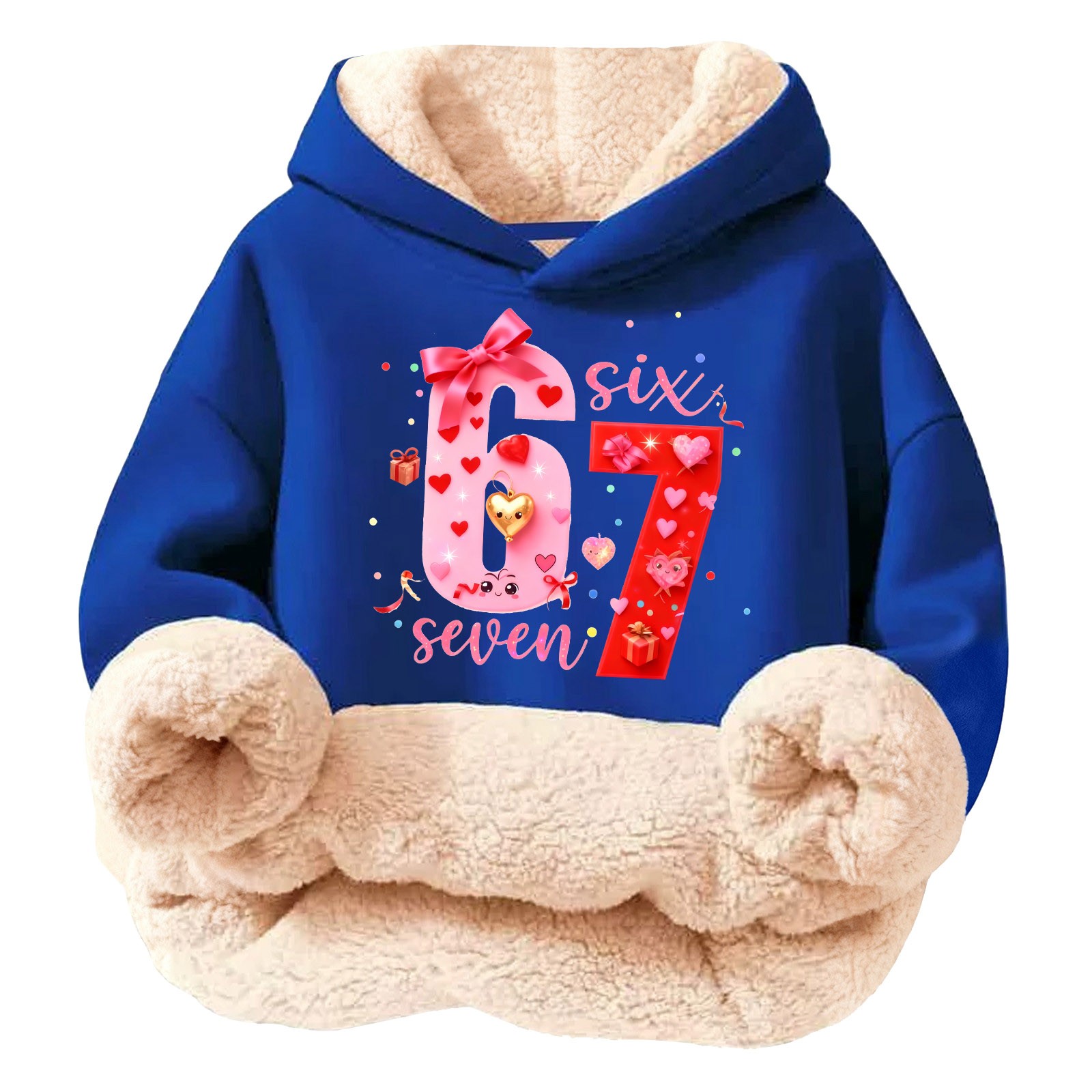 Byoo Tween Girl Lined Hoodie Number Graphic Hooded Full Sleeve Warm ...