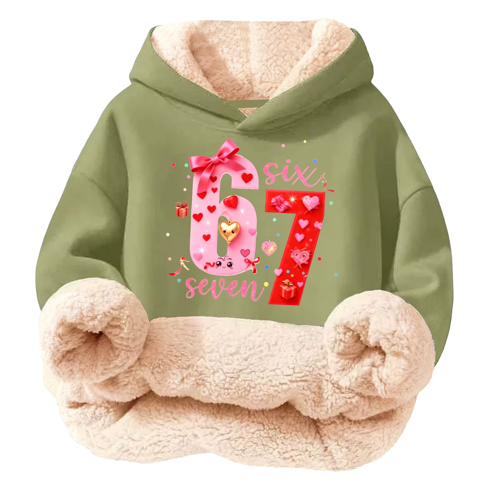 Byoo Tween Girl Lined Hoodie Number Graphic Hooded Full Sleeve Warm ...