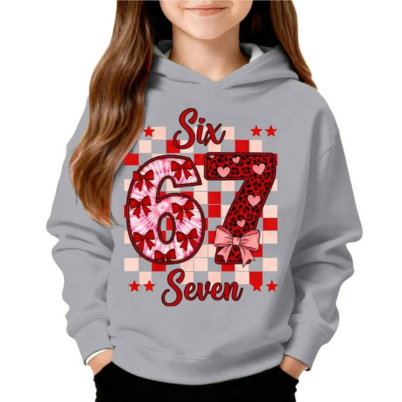 Byoo Tween Girl Hoodie Valentine's Day Number Graphic Leisure Pullover ...