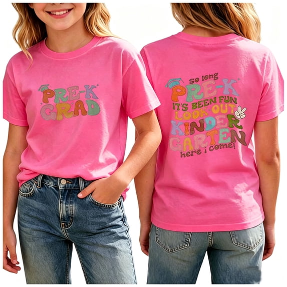 Byoo Tween Girl Letter Print Crew Neck T Shirt Pre K Graduation Short ...