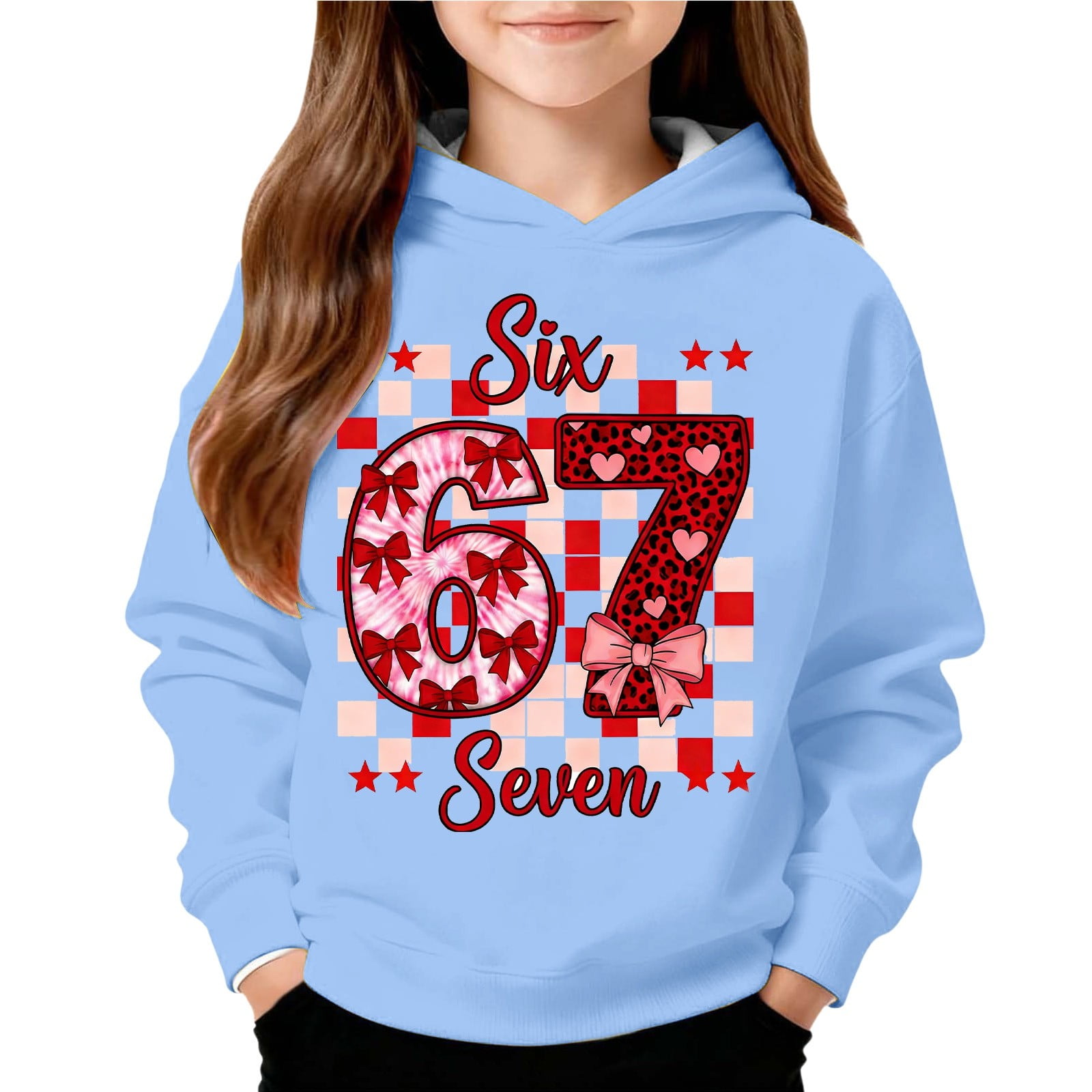 Byoo Tween Girl Number Graphic Hoodie Valentine's Day Leisure Hoody ...