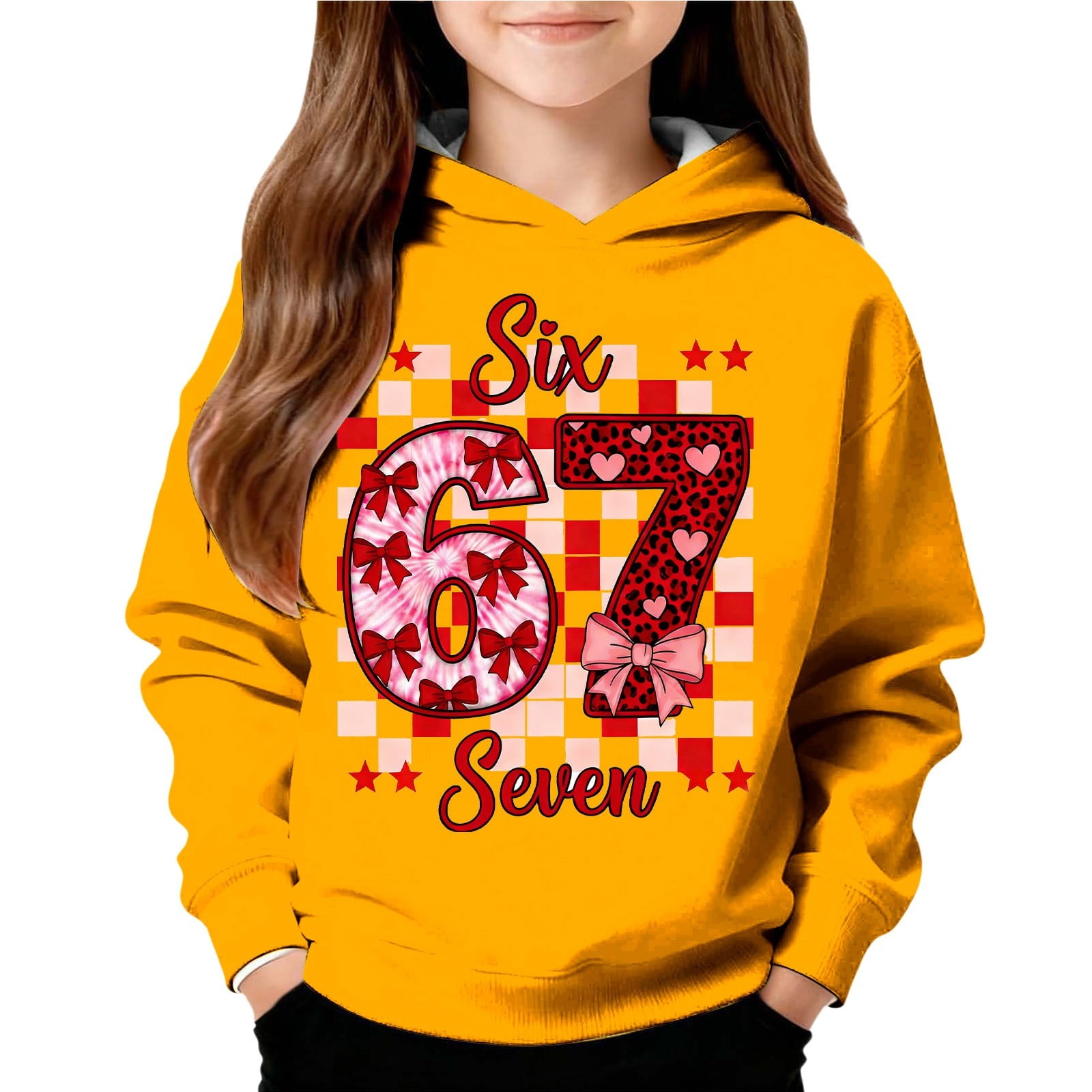 Byoo Tween Girl Number Graphic Hoodie Valentine's Day Leisure Hoody ...