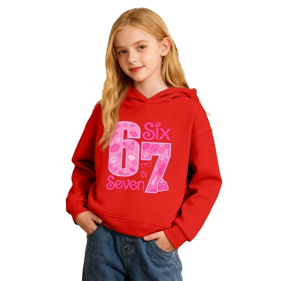 Byoo Tween Girl Pullover Hoodie Sweatshirt 67 Number Printing Hooded ...