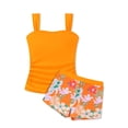 Byoo Tween Girl Ruched Tankini Swimwear Wide Strap Printed Shorts Beach ...