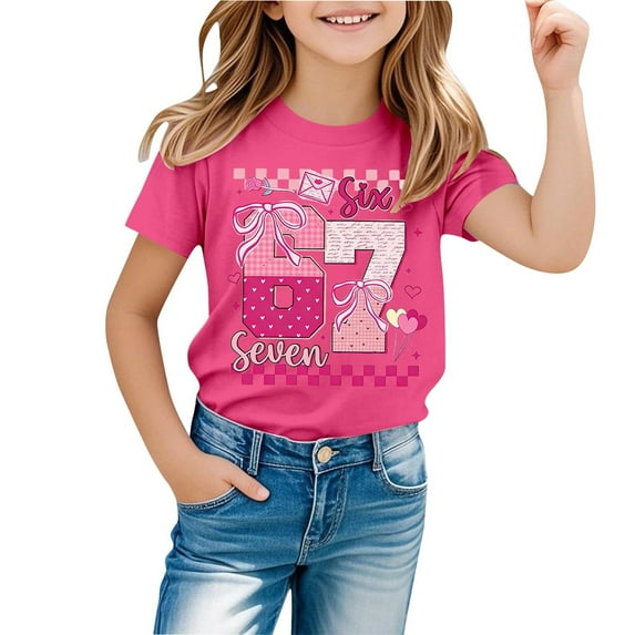 Byoo Tween Girl TShirt Valentine's Day Number Printed Short-Sleeve ...