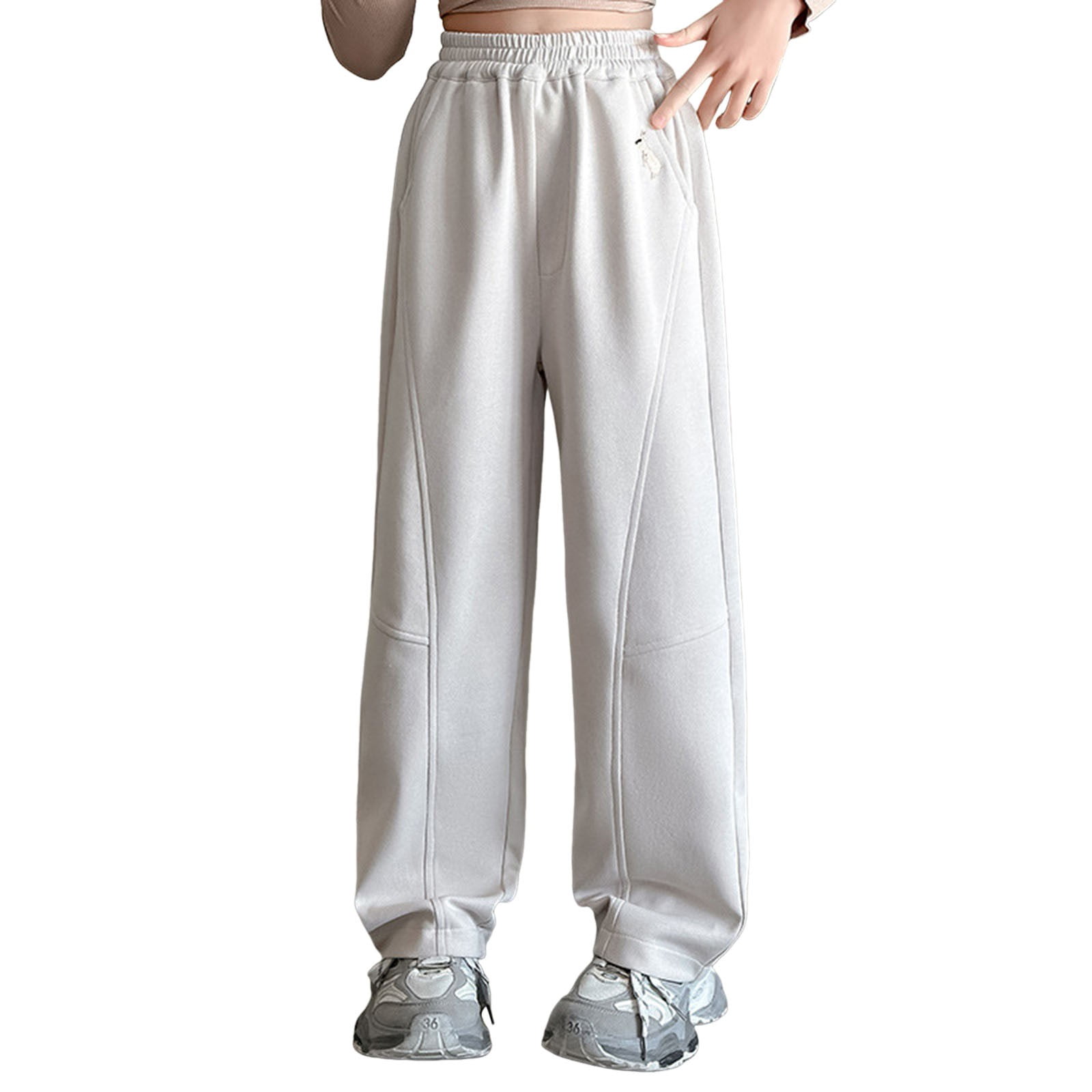 Byoo Tween Girls' Bow Painted Sweatpants with Lace Trim Straight Wide ...