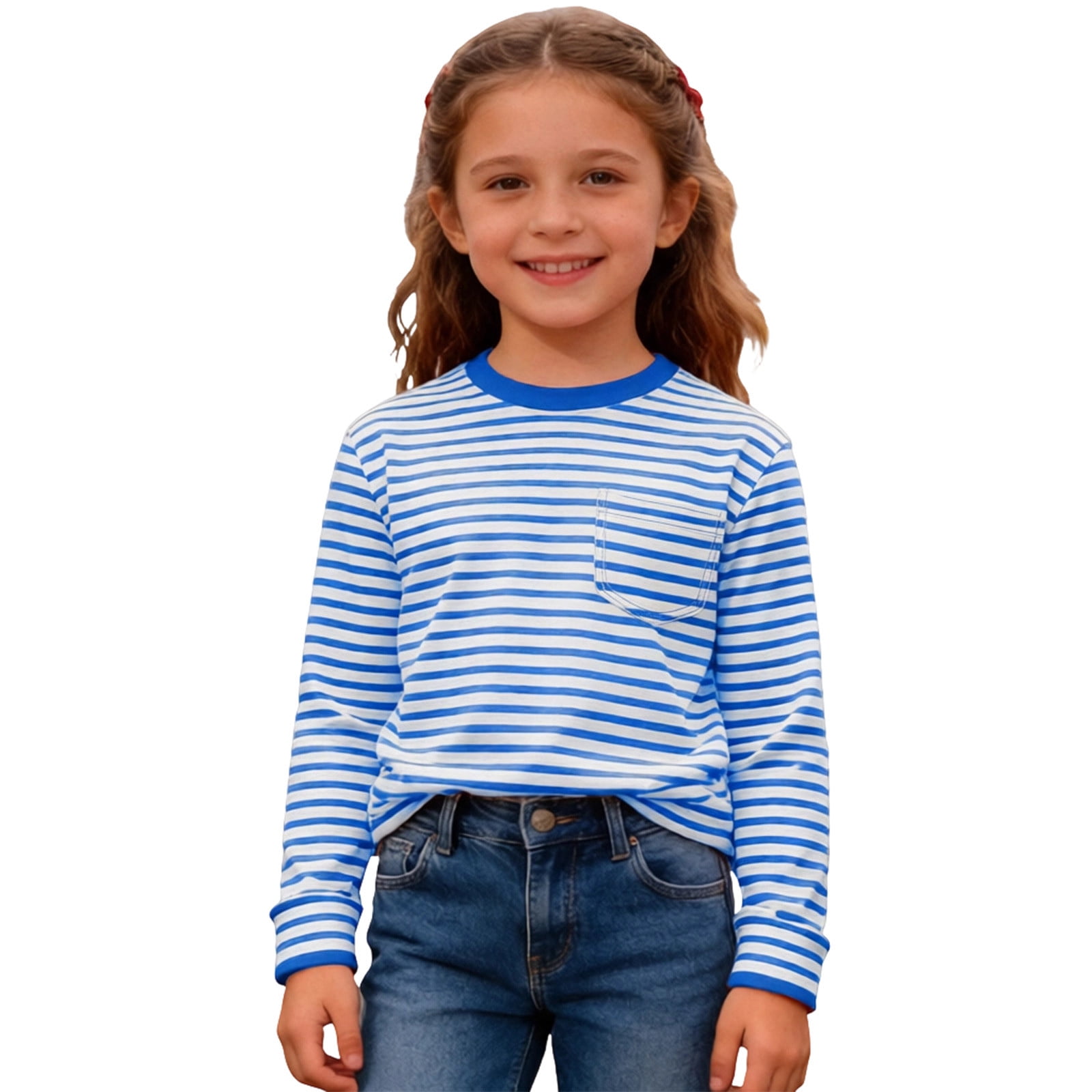 Byoo Tween Girls Crew Neck T Shirt Striped Graphic Pocket Long Sleeve ...