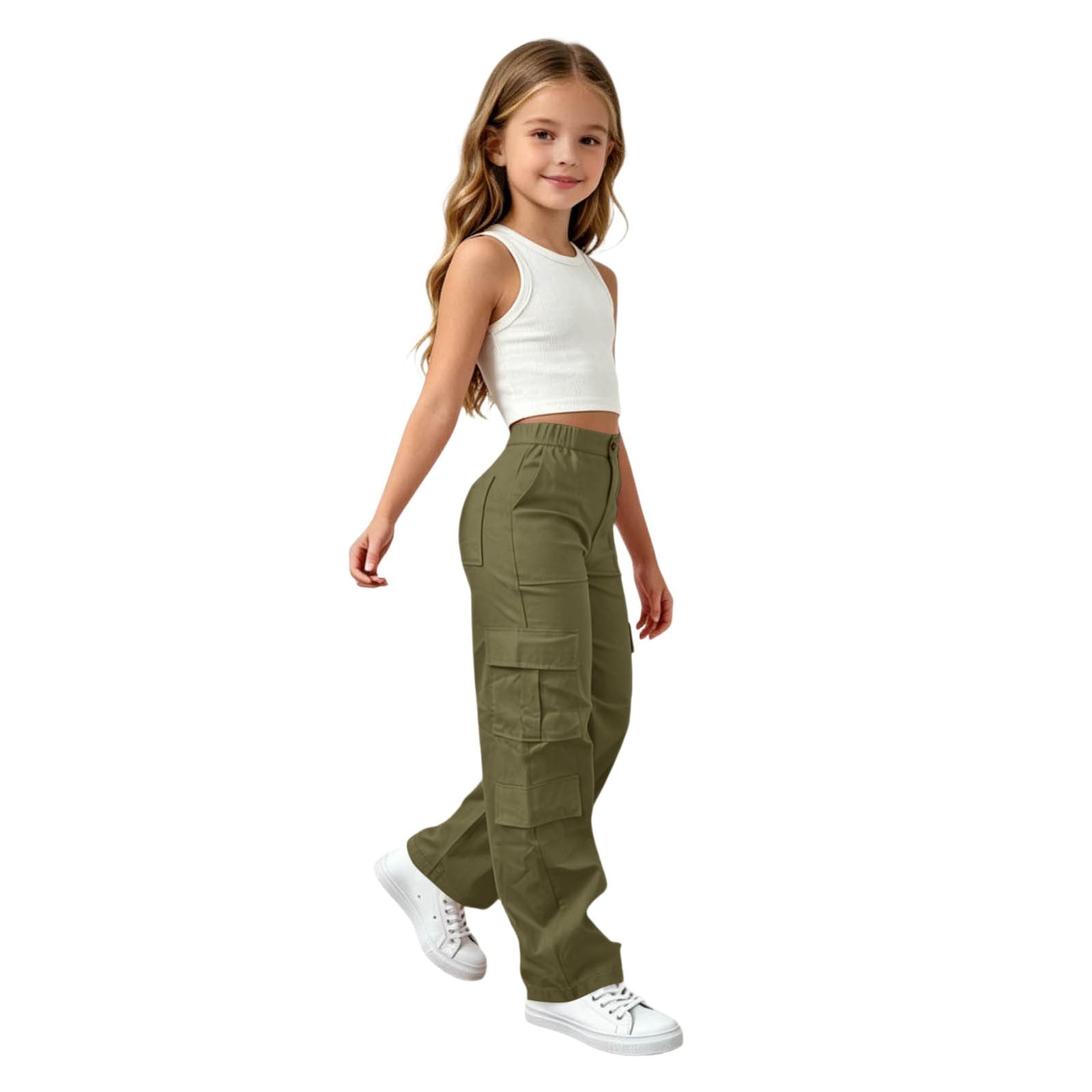 Byoo Tween Girls Functional Cargo Pants High Waist Street Style Casual ...