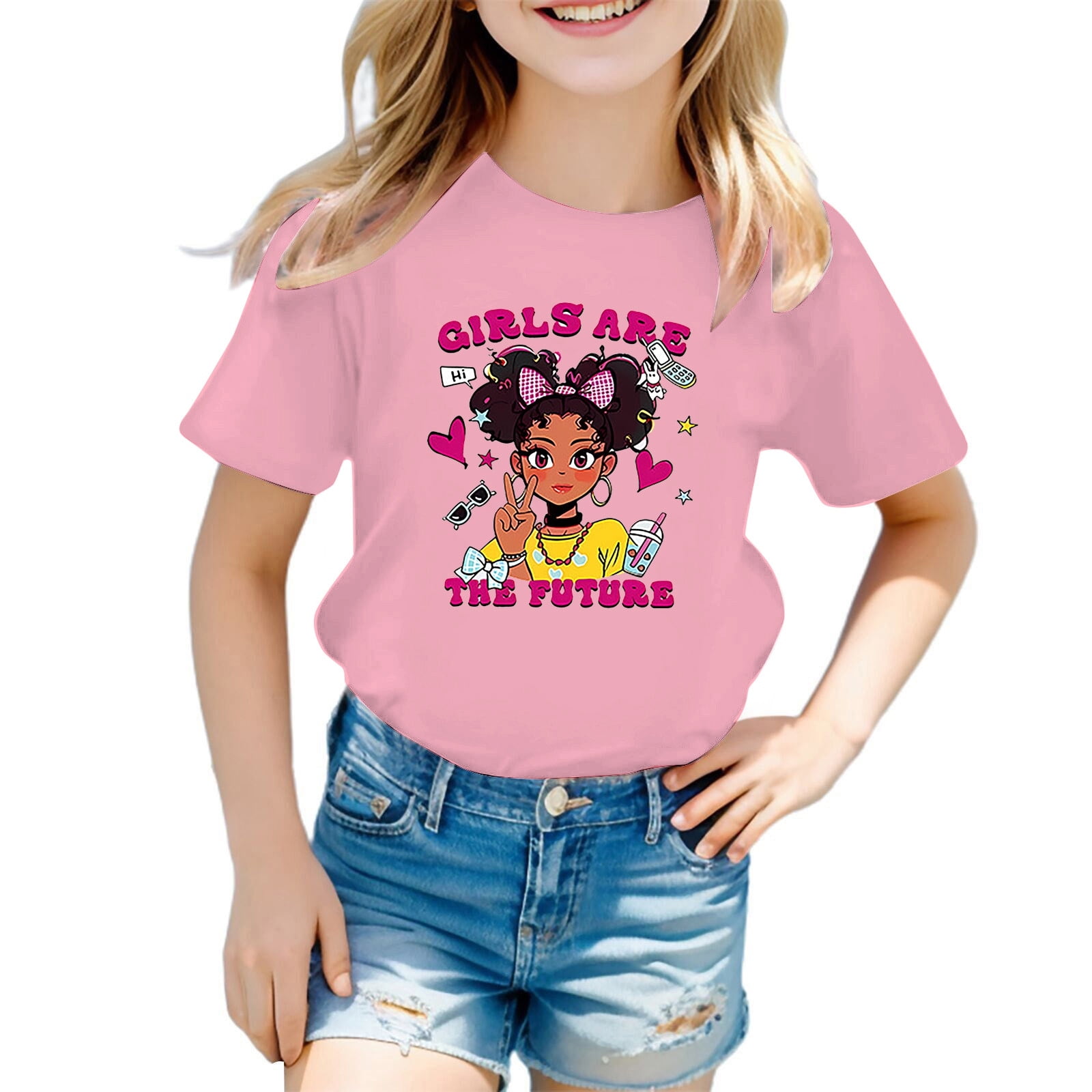 Byoo Tween Girls Graphic T Shirt Cute Character Printed Round Neck ...