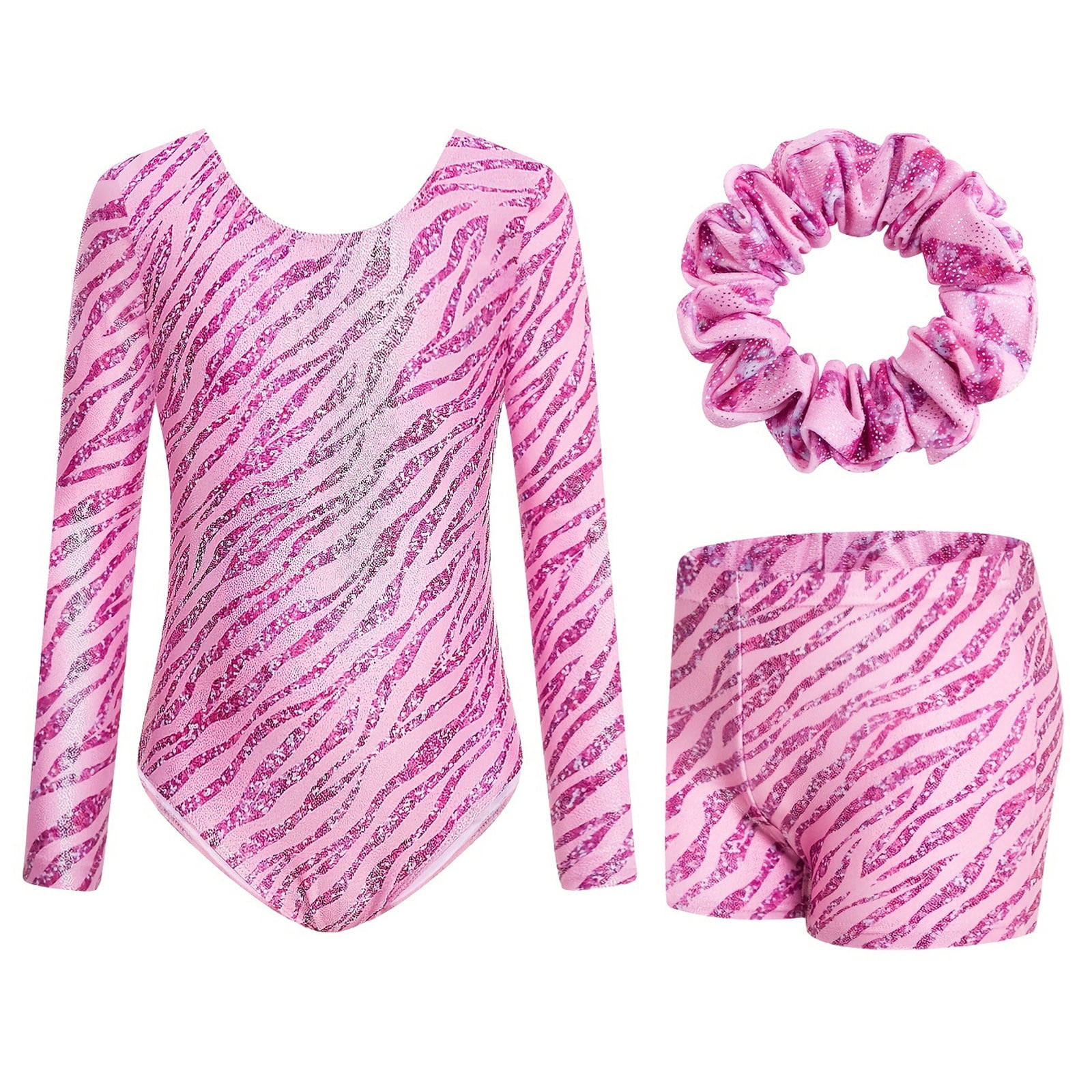 Byoo Tween Girls' Gymnastics Leotard Set Shiny Stretch Long-Sleeve Star ...