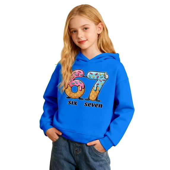 Byoo Tween Girls Hoodie Cute 67 Number Graphic Long Sleeve Hooded ...