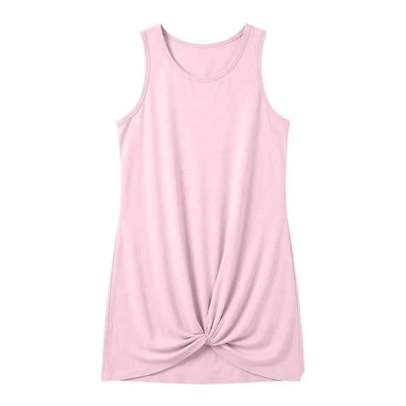 Byoo Tween Girls Knot Front Tank Dress Solid Sleeveless Casual A Line ...