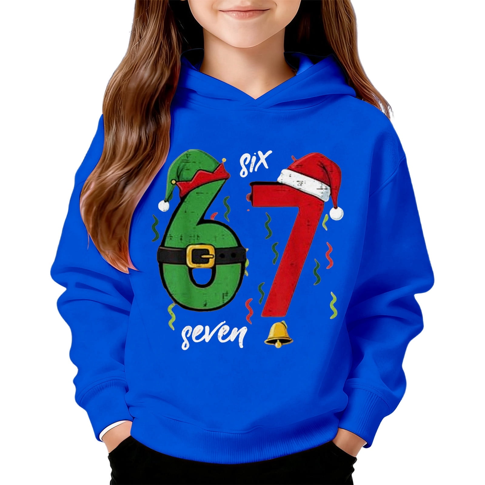 Byoo Tween Girls Number Print Hooded Sweatshirt Long Sleeve Holiday ...