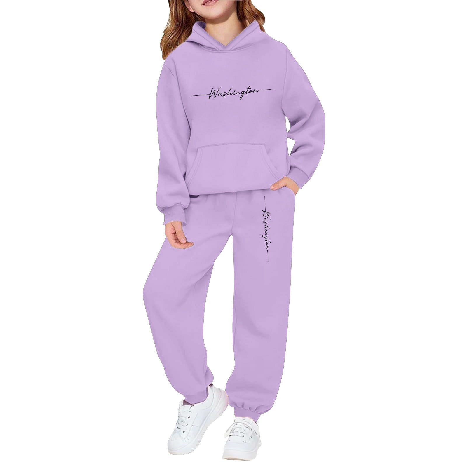 Byoo Tween Girls Outfit Set Fleece Warm Long Sleeved Hoodie Jogger ...