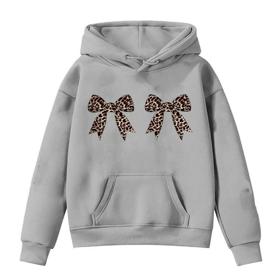 Byoo Tween Girls Oversized Hoodies Leopard Bow Printed Casual Long ...
