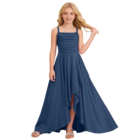 Byoo Tween Girls Party Dress Solid Color Satin Bodice Maxi Dress ...