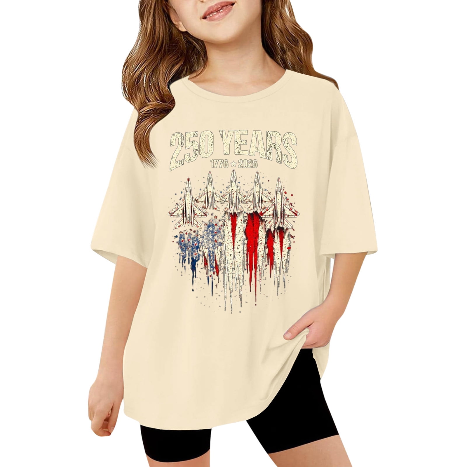 Byoo Tween Girls Patriotic Graphic T Shirt Short Sleeve Crew Neck ...