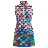Byoo Tween Girls Scale Print Dress Sleeveless Half Zip Fitted Sporty ...