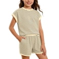 Byoo Tween Girls' Striped Clothes Set Short Sleeve Tee Shorts Set 2 ...