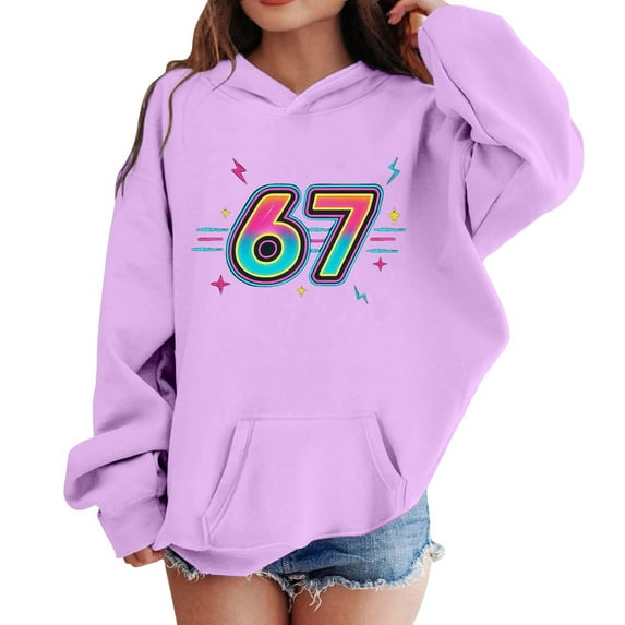 Byoo Tween Girls Sweatshirt Oversize 67 Number Graphic Full Sleeve ...