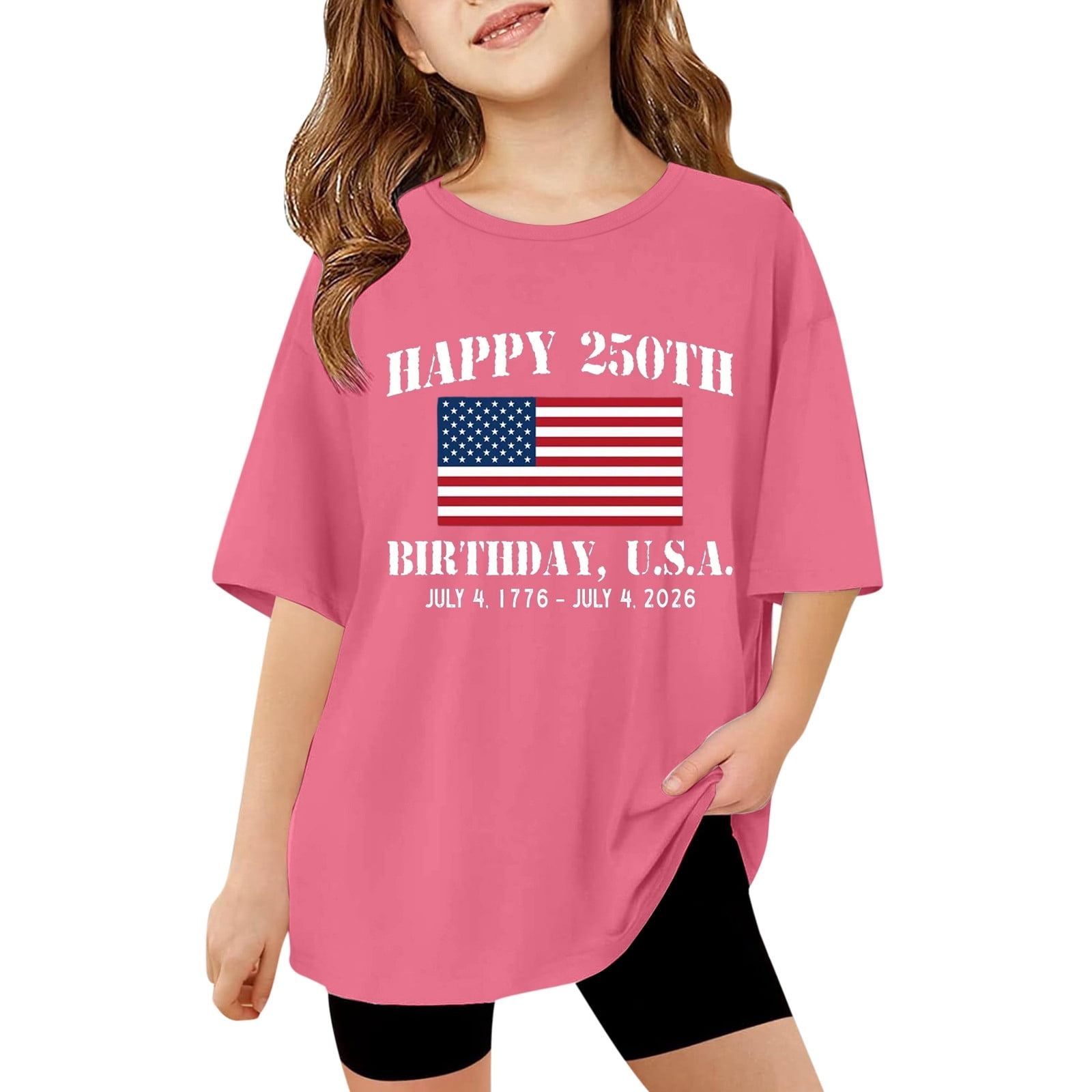 Byoo Tween Girls USA Flag Graphic T Shirt Oversized 4th of July Short ...