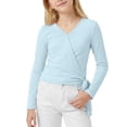 Byoo Tween Girls Wrap Long Sleeve T Shirt V Neck Solid Color Casual ...