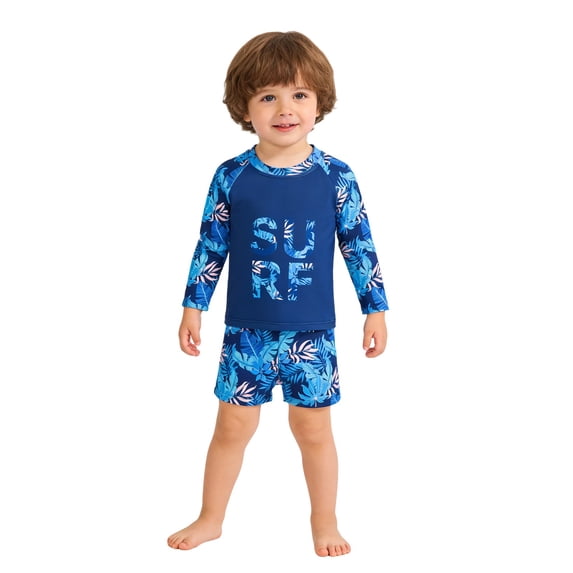 Byoo UPF 50+ Two Piece Rash Guard Set for Boy Long Sleeve Tropical ...