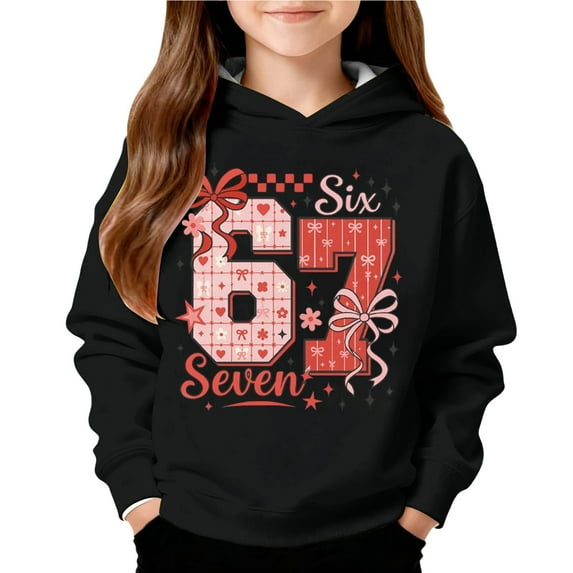 Byoo Valentine Day Hooded Sweatshirt for Big Girl Number Print Hoodie ...