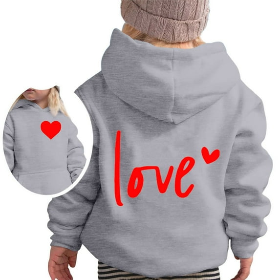 Byoo Valentine Day Toddler Girl Hoodie Long Sleeved Love Letter Printed ...