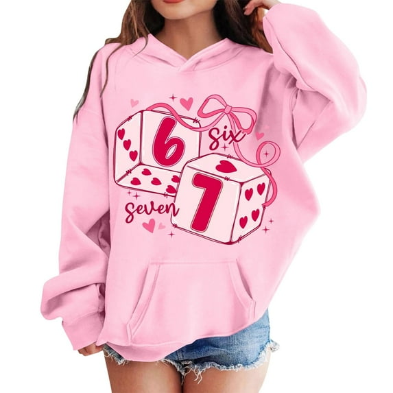 Byoo Valentine Hoodie for Teen Girl Number Printed Full Sleeve Hooded ...