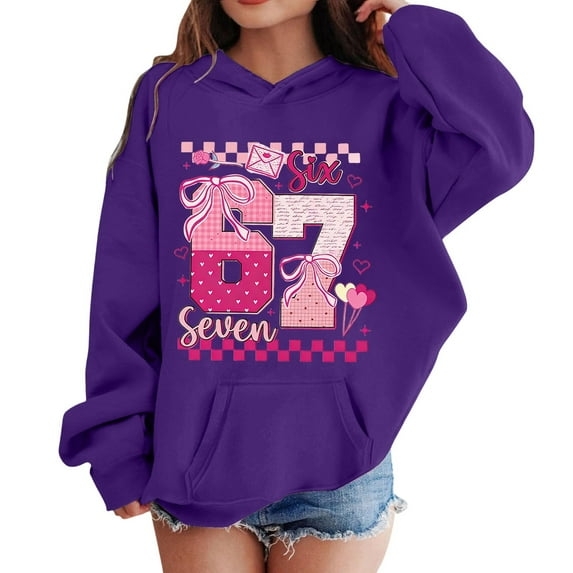 Byoo Valentine's Day Big Girl Oversize Hoodie with Pocket Number ...