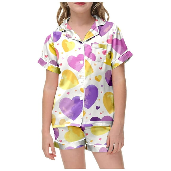 Byoo Valentine's Day Homewear Outfit for Tween Girls Short Sleeves ...