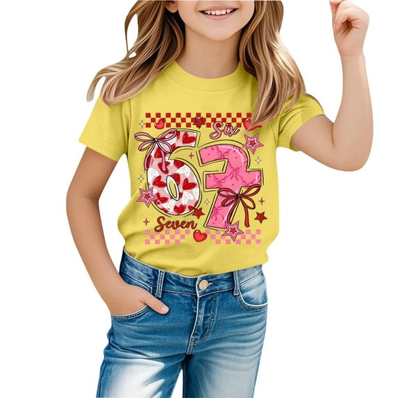 Byoo Valentine's Day T Shirt for Big Girl Number Graphic Short Sleeve O ...