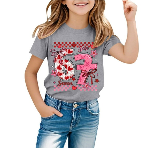 Byoo Valentine's Day T Shirt for Little Girl Short Sleeve O-Neck Number ...