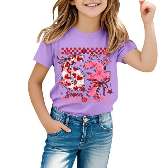 Byoo Valentine's Day T Shirt for Tween Girl Short Sleeve O-Neck Number ...