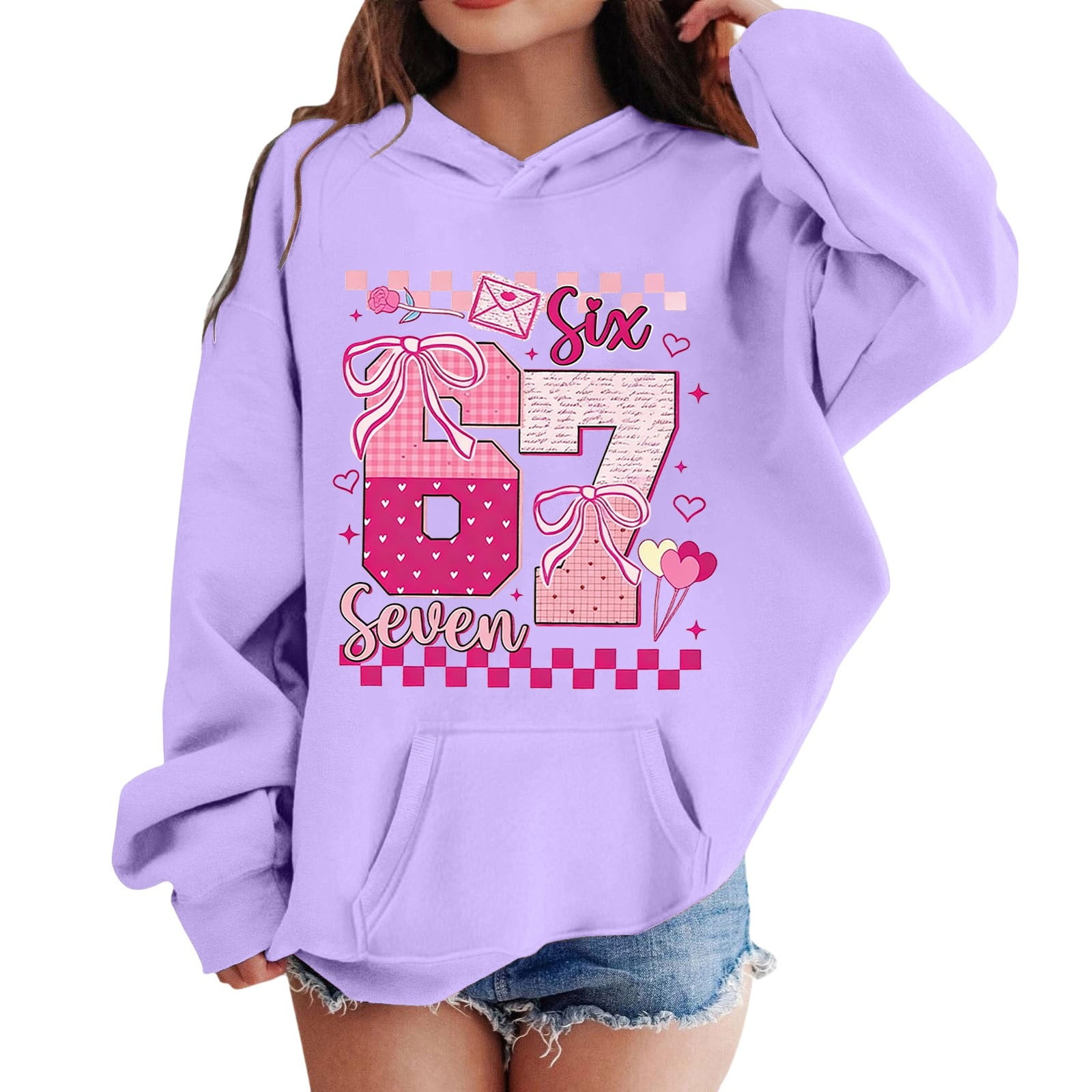 Byoo Valentine's Day Toddler Girl Oversize Hoodie Cute Number Printing ...