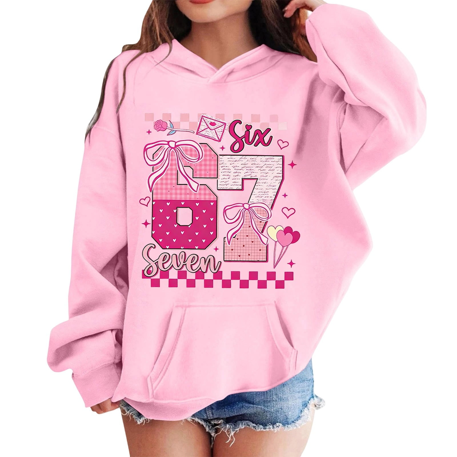 Byoo Valentine's Day Toddler Girl Oversize Hoodie with Pocket Number ...